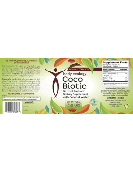 Cocobiotic, Fermented Coconut Water, 750ml, Body Ecology