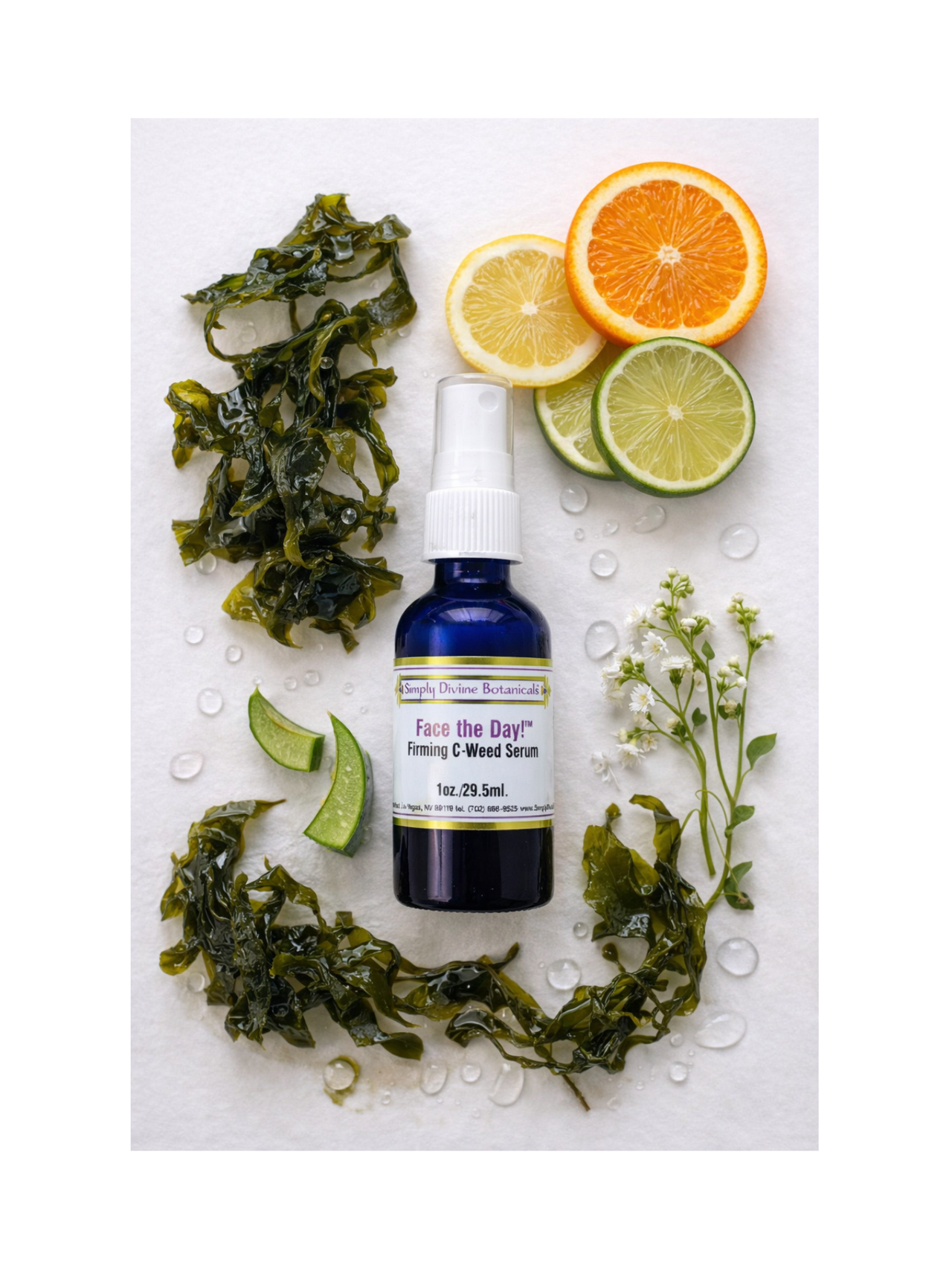 Face The Day, Firming C-Weed Serum, 1oz, Simply Divine Botanicals