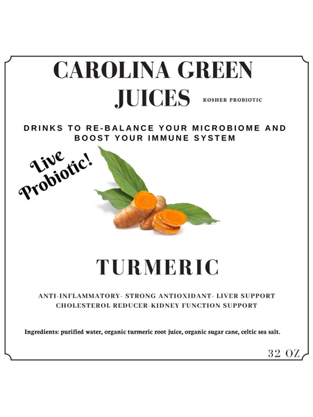 Turmeric Juice, Probiotic, 32oz, Carolina Green Botanicals